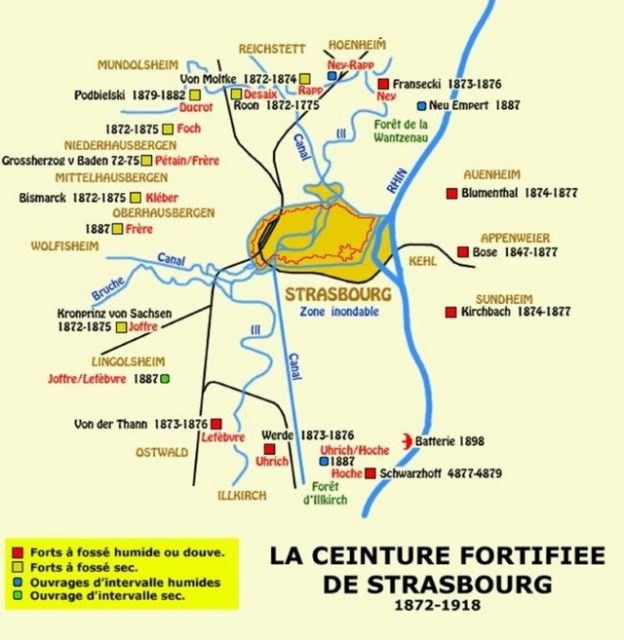 CARTE DES FORTS DE LA REGION DE STRASBOURG